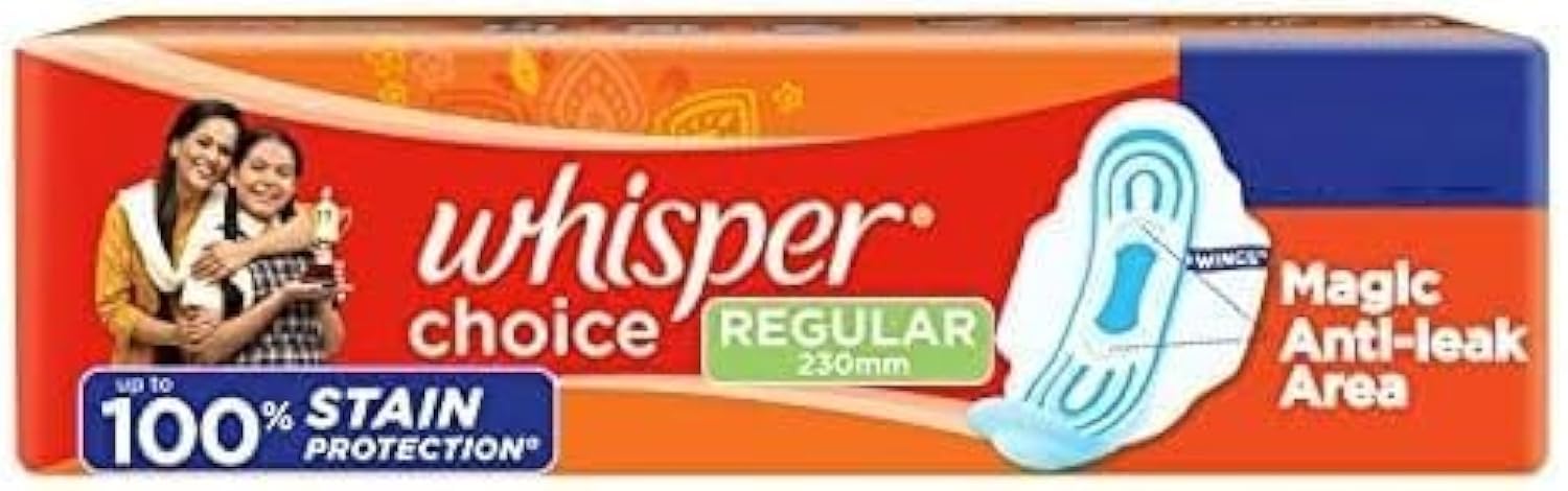 Buy WHISPER CHOICE SANITARY PADS, 20 REGULAR PADS, UPTO 100% STAIN ...