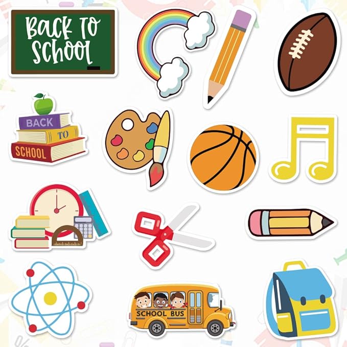 Amazon.com: 56 Pieces Back to School Cutouts Bulletin Board Decoration ...
