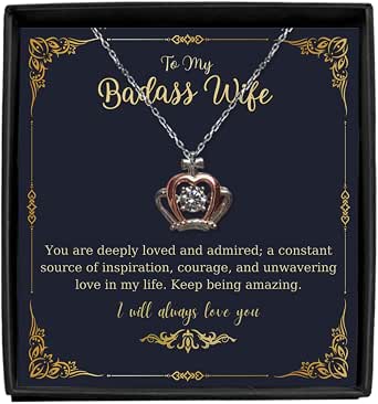 Amazon.com: To My Badass Wife - Crown Pendant Necklace Sterling Silver ...