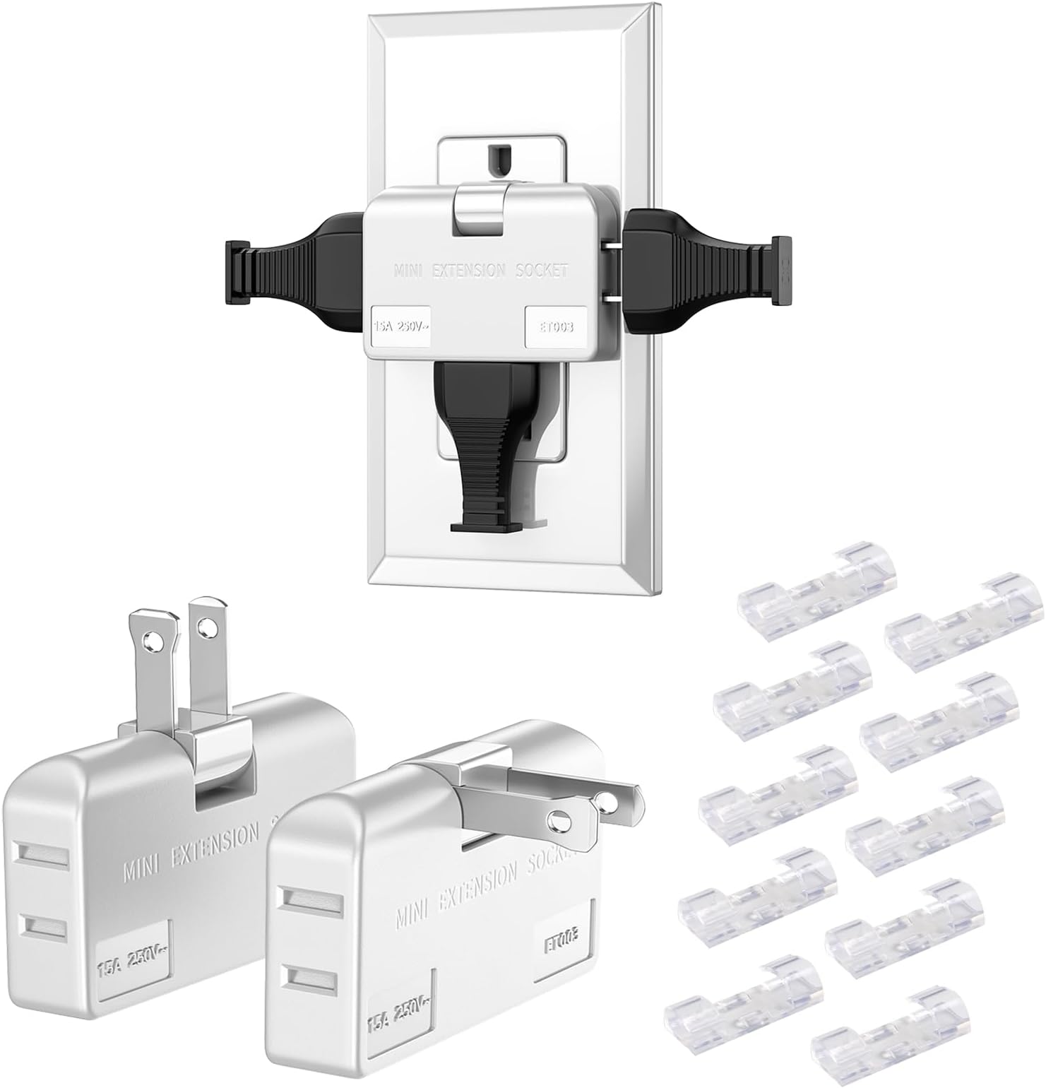 Amazon.com: ETwinCoo 3 Way Flat Wall Outlet Extender AC Adapter - 2 ...