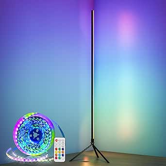 Muzata LED Corner Floor Lamp Color Changing Spotless Black LED Channel ...
