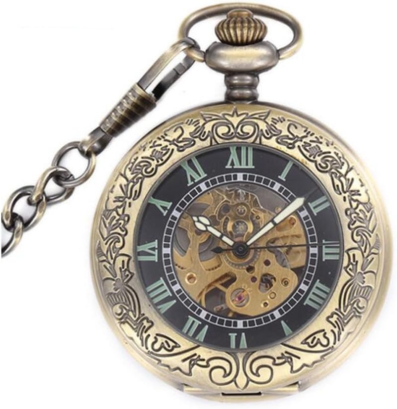 Amazon.com: NEWOTE Retro Mechanical Wind Pocket Watch Steampunk ...