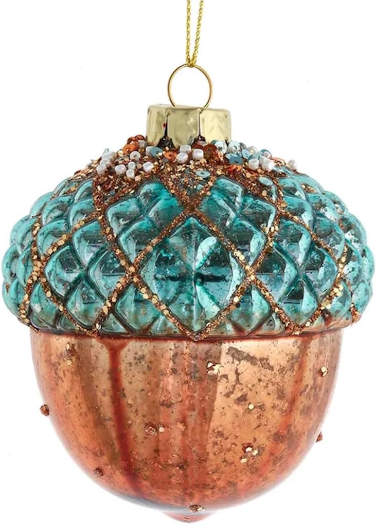 Amazon.com: The Bridge Collection Glass Teal & Bronze Acorn Ornament ...
