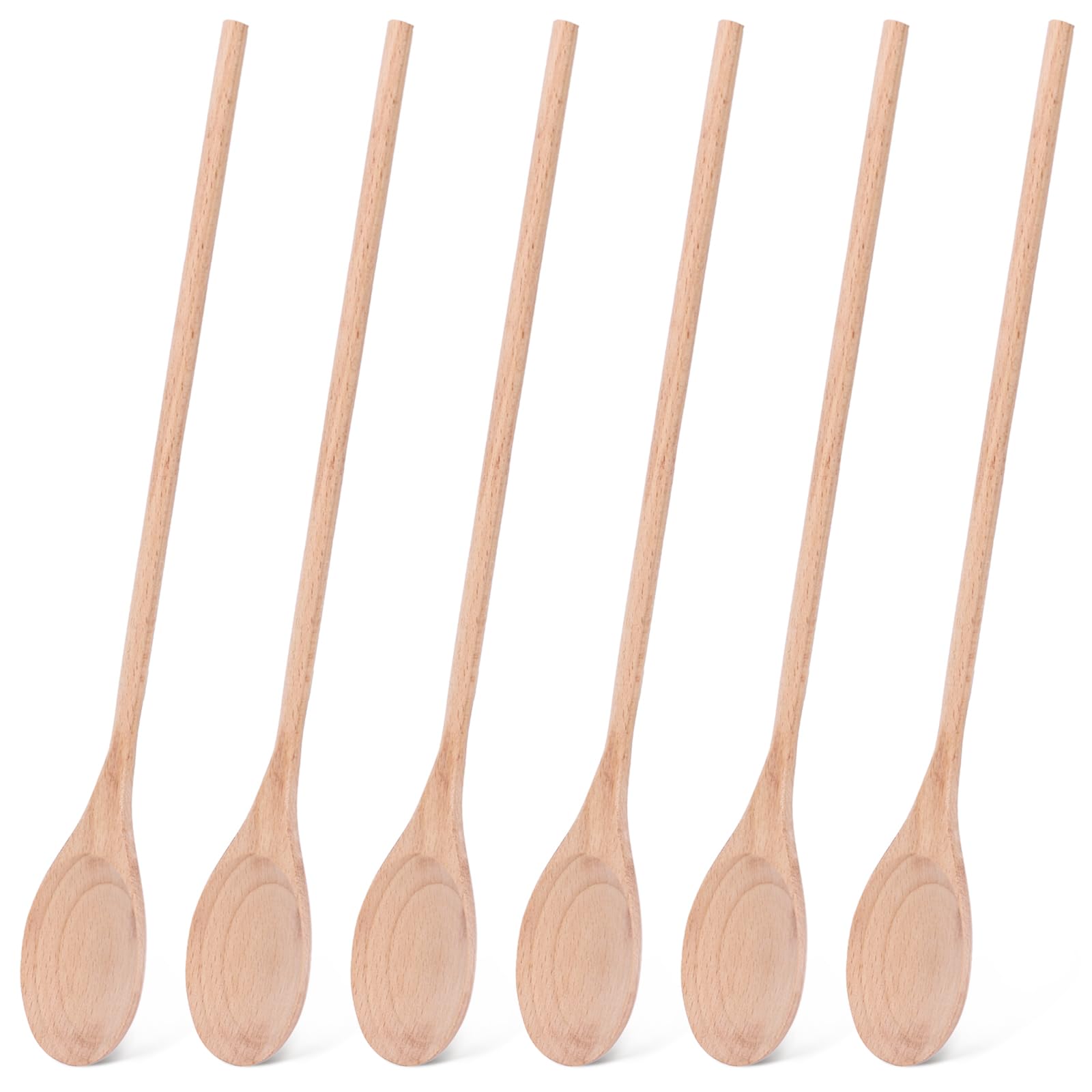 HANSGO 6PCS Long Handle Wooden Cooking Spoons, 14 Inch Long Wooden ...