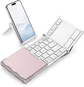 iClever Foldable Bluetooth Keyboard with Touchpad, BK08 Folding Wireless Portable Keyboard for ...