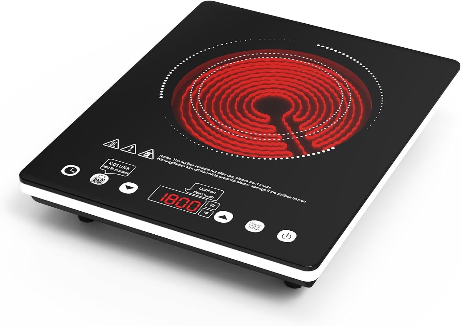 Amazon.com: Single Burner Electric Cooktop, 1800W Electric Stove Top ...