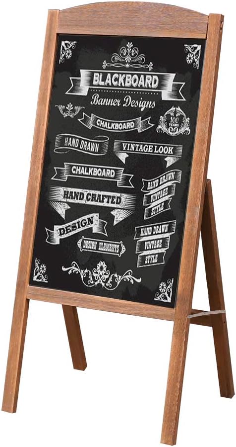 UNHO Wooden A Frame Chalkboard Sign Standing Pavement Chalkboard Easel ...