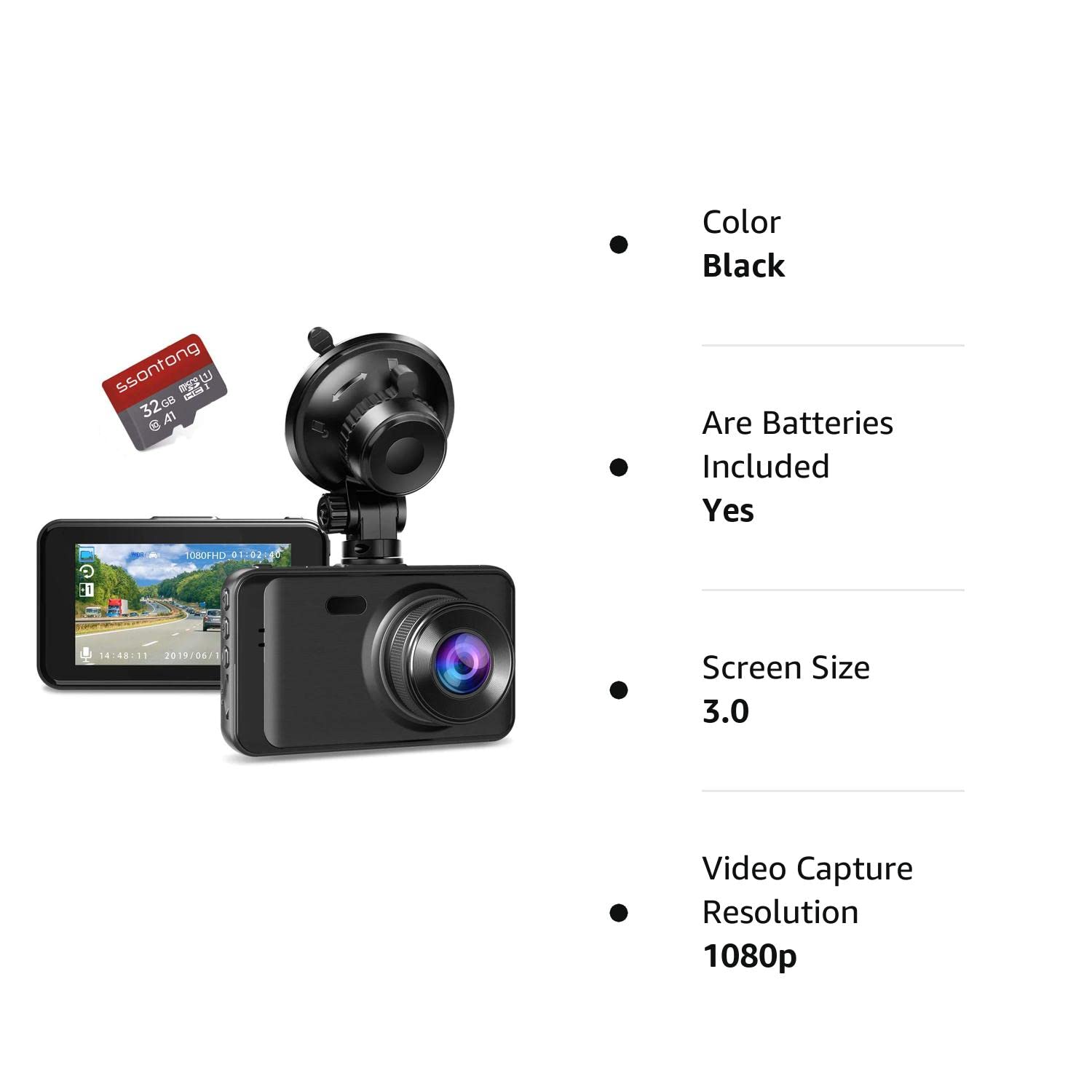 Dash Camera for Car, FHD 1080P Dash Cam Front with 32G SD Card, Super ...