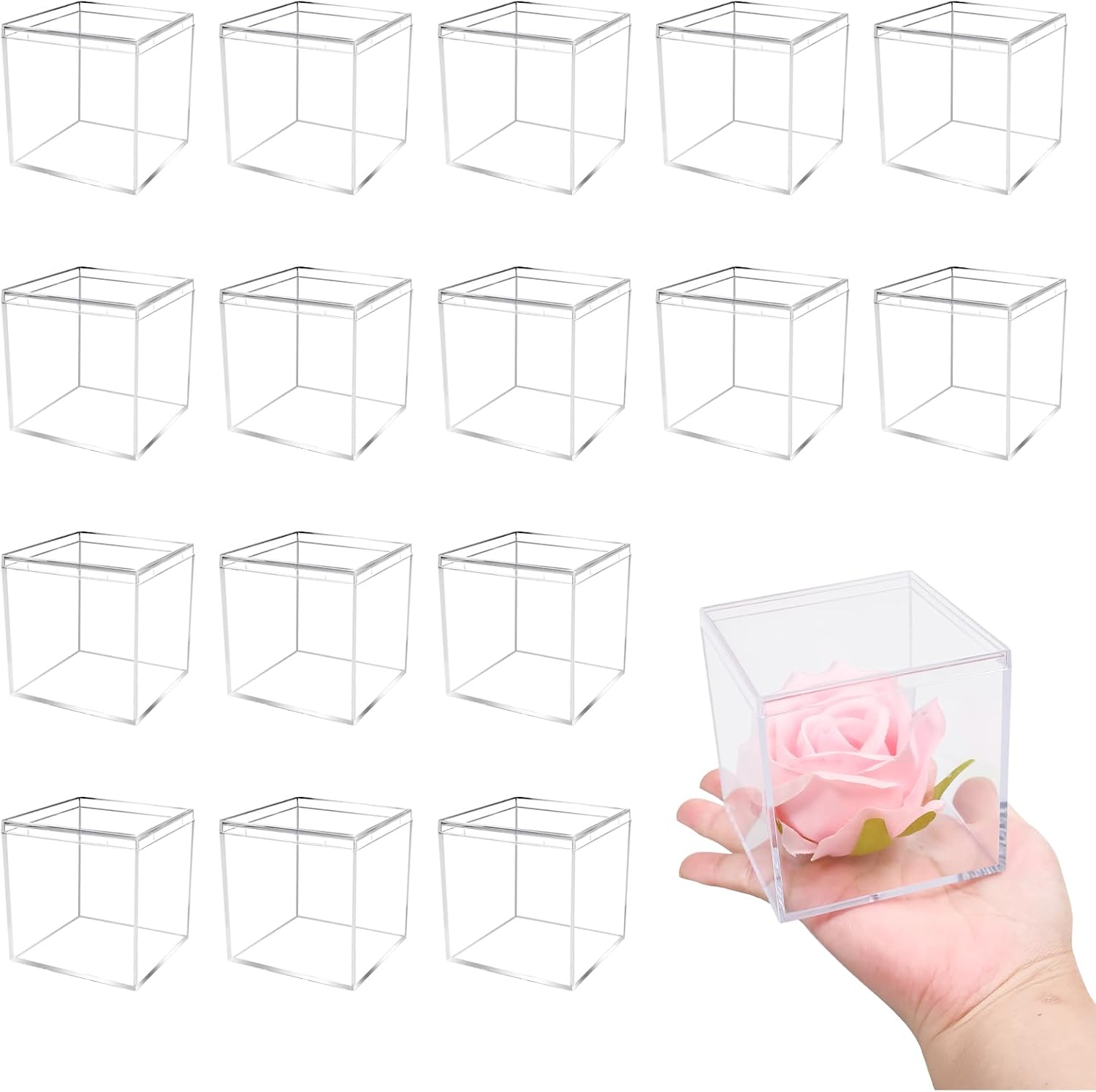 Amazon.com: TANEMUDO 16 Pcs Clear Acrylic Plastic Small Box with Lid ...