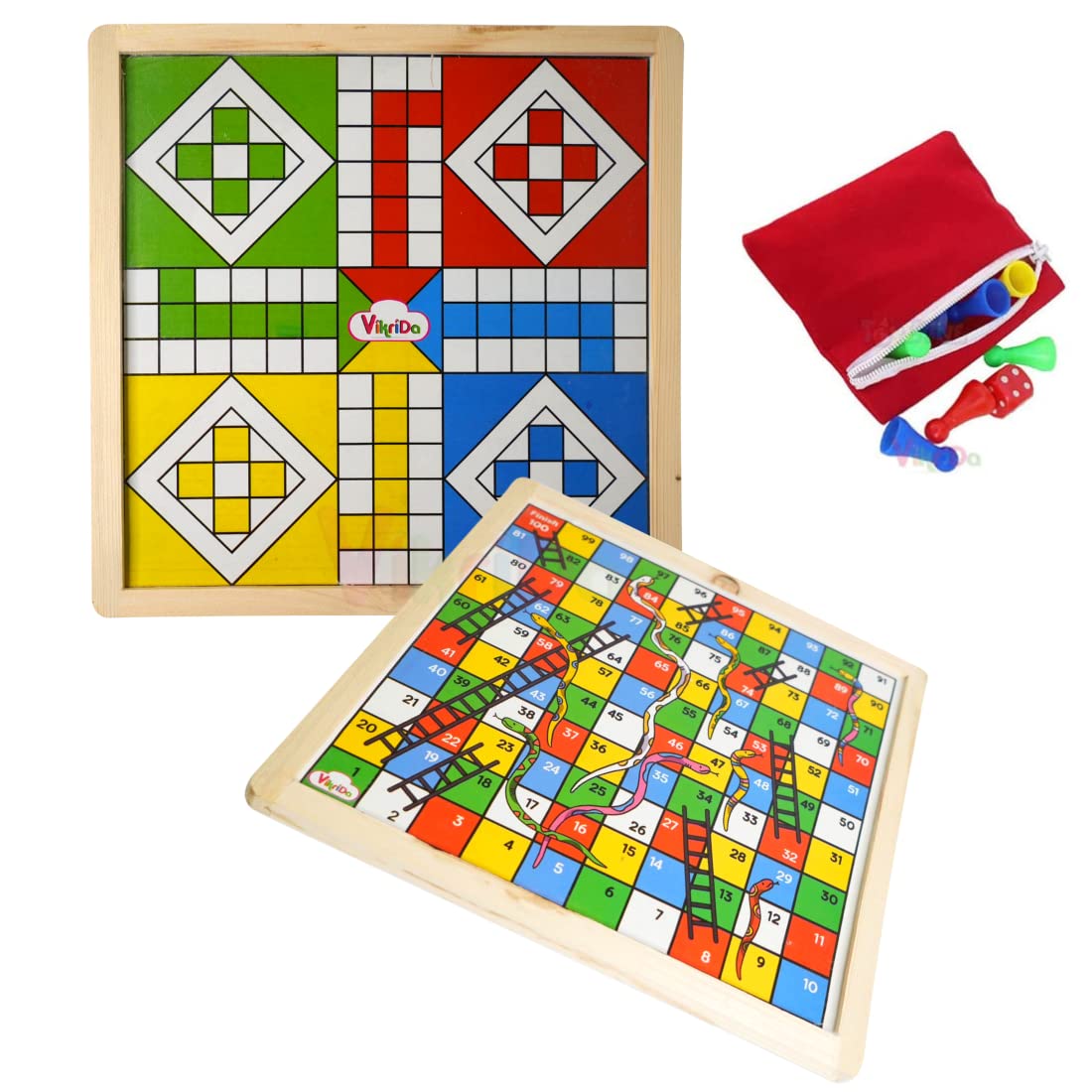 Buy Vikrida 2 In 1 Wooden Ludo With Snakes And Ladders Saap Seedhi buy-vikrida-2-in-1-wooden-ludo-with-snakes-and-ladders-saap-seedhi