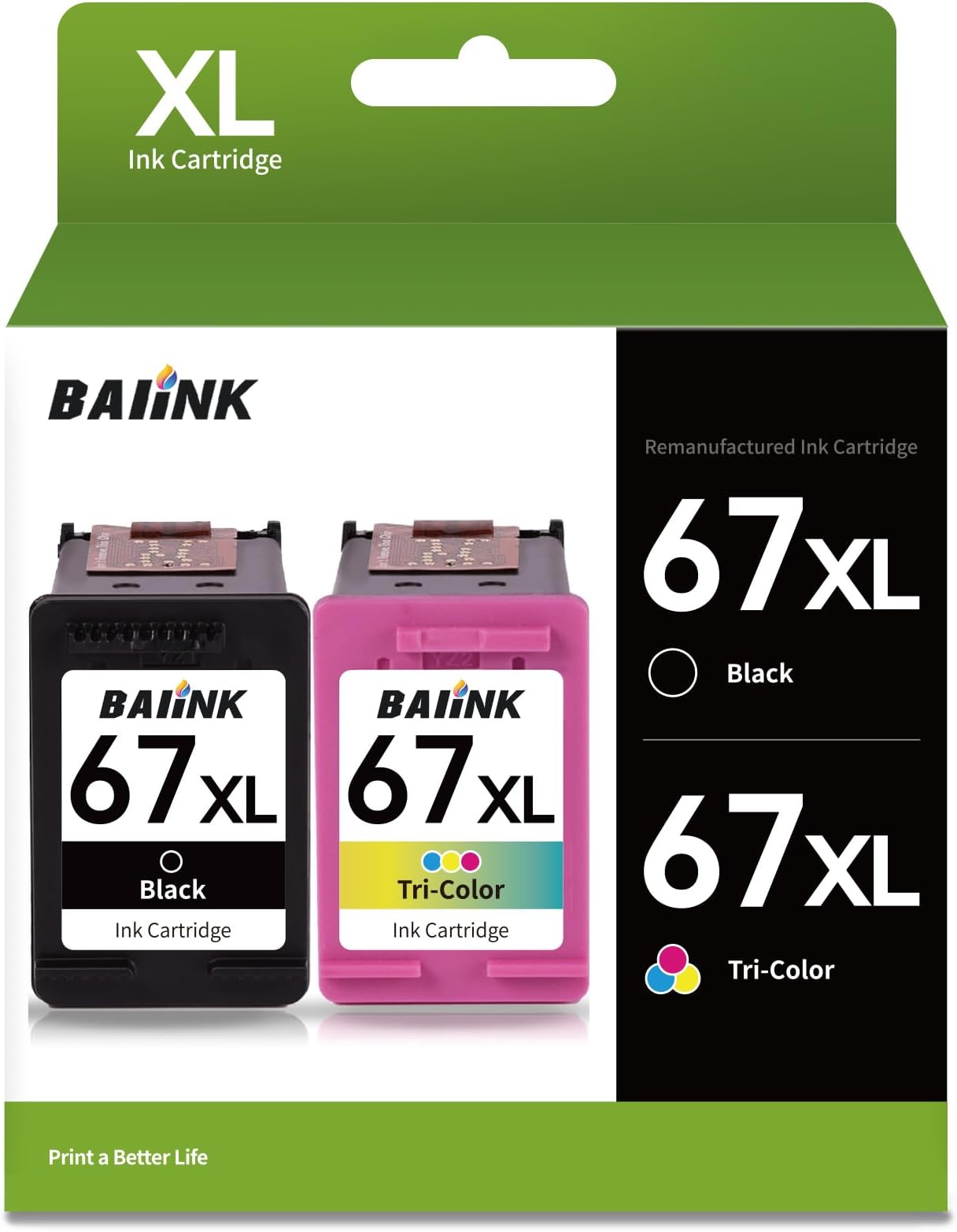BAIINK Remanufactured Ink Cartridge Replacement for HP Ink 67 XL 67XL ...