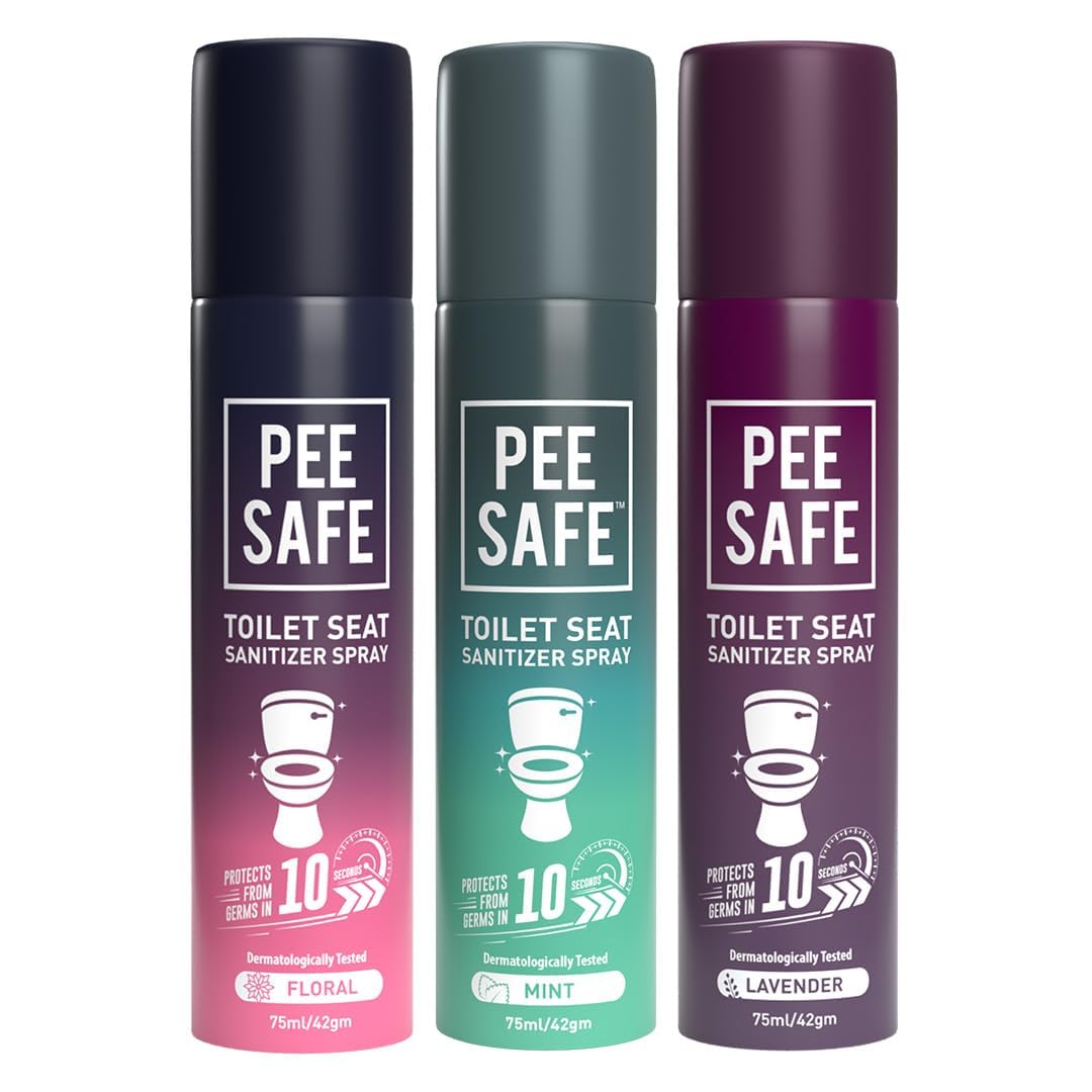 Pee Safe Toilet Seat Sanitizer Spray 75 ml (Mint, Lavender, Floral ...