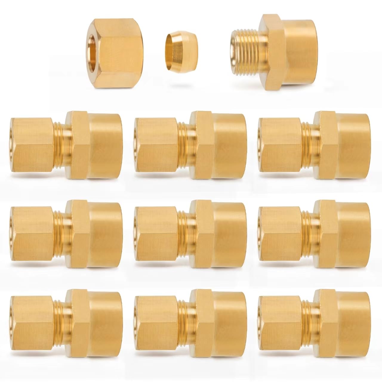 Amazon.com: ChillWaves Brass Compression Tube Fitting, 3/8" OD x 3/8 ...