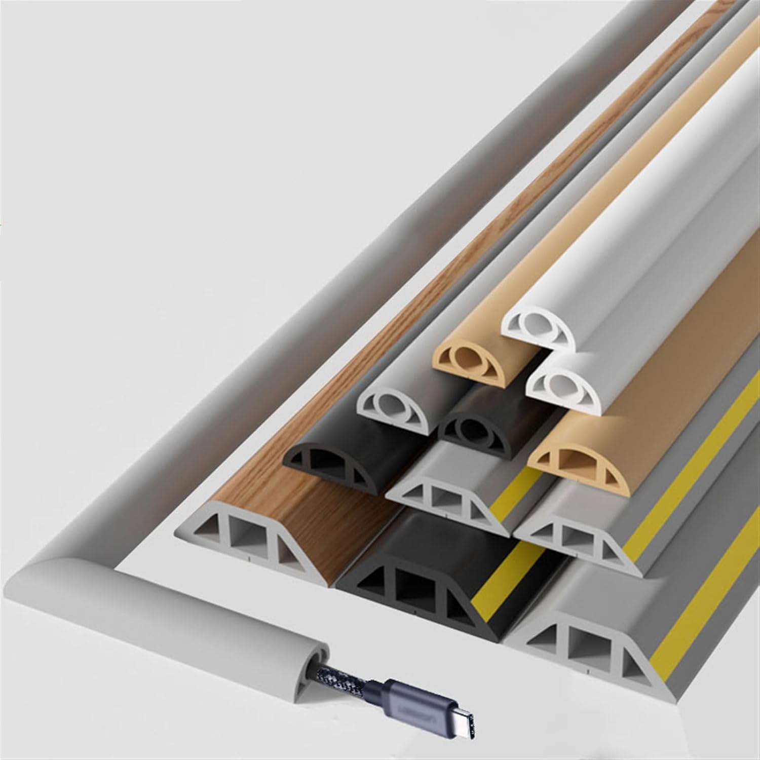 Amazon.com: 9.8ft Adhesive Floor Cable Cover Flexible Cord Management ...