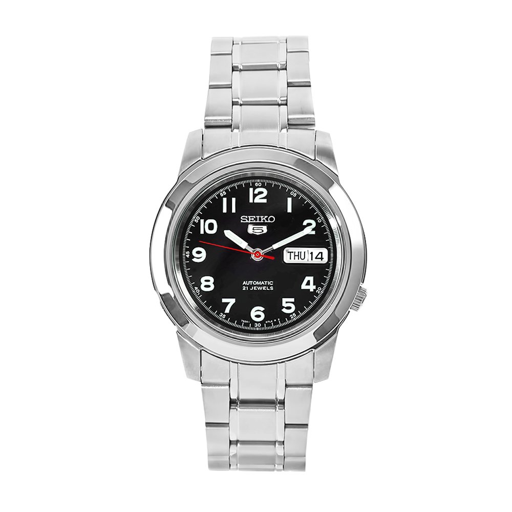 Seiko Men's SNKK35 5 Stainless Steel Black Dial Watch : Seiko: Amazon ...
