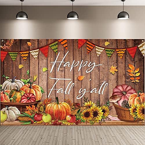 Amazon.com: Avezano Happy Fall Y'all Backdrop Banner Autumn Harvest ...