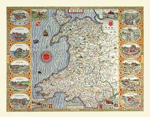 John Speed Map of Wales 1611: 30" x 25" Large Photographic Poster Print ...