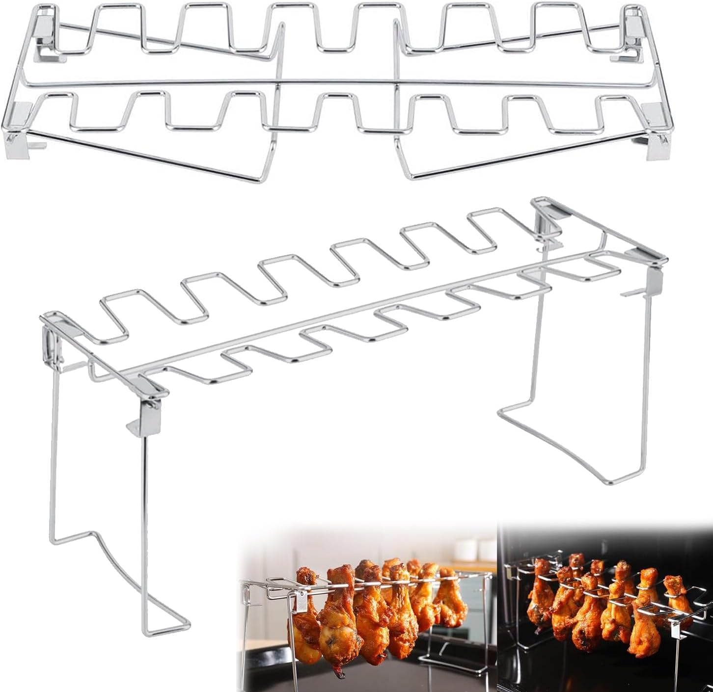 QOOWFEANIG 2 Pack Chicken Leg Rack Wing Rack 14 Slots High Grade ...