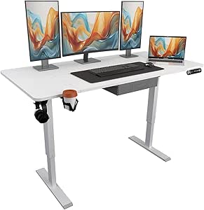 Amazon.com: Sileye Height Adjustable Electric Standing Desk with Splice Board, 55x30 Inch, White ...