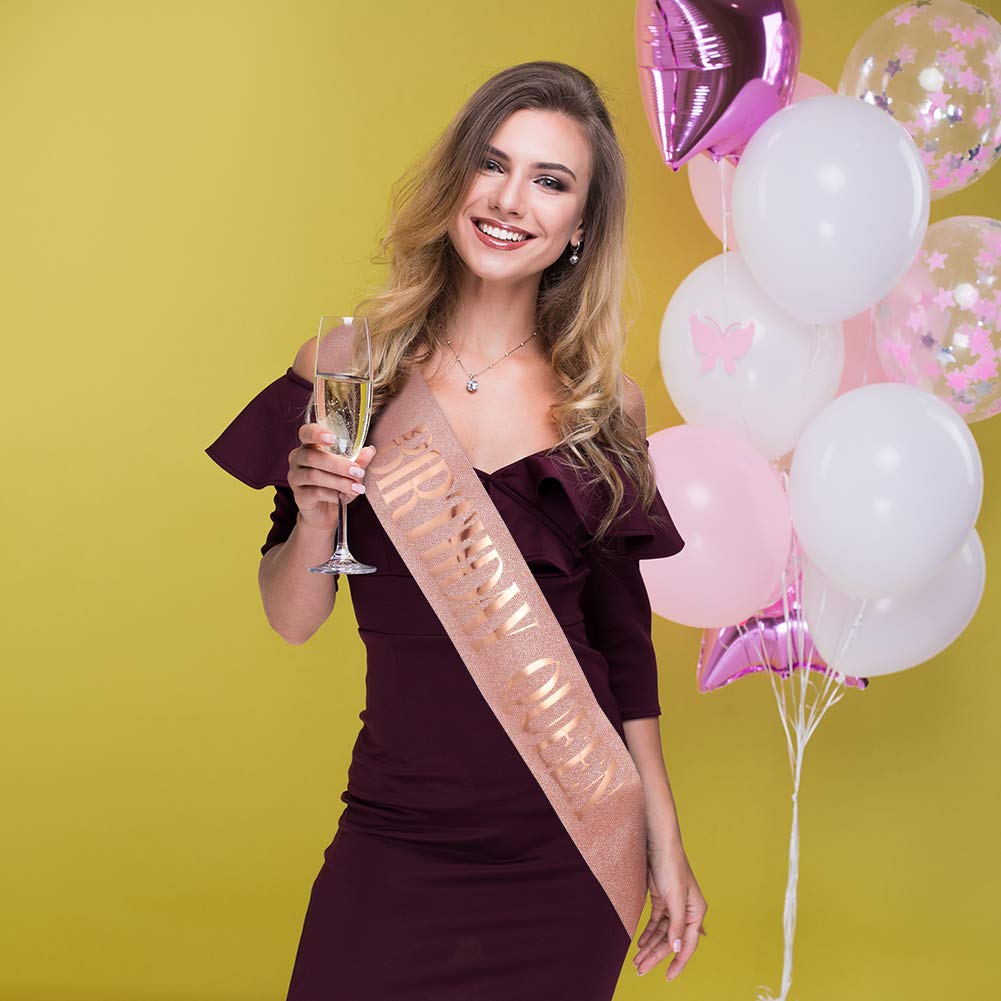 angelikashalala Birthday Sash Woman Girls Rose Gold Glitter Birthday ...