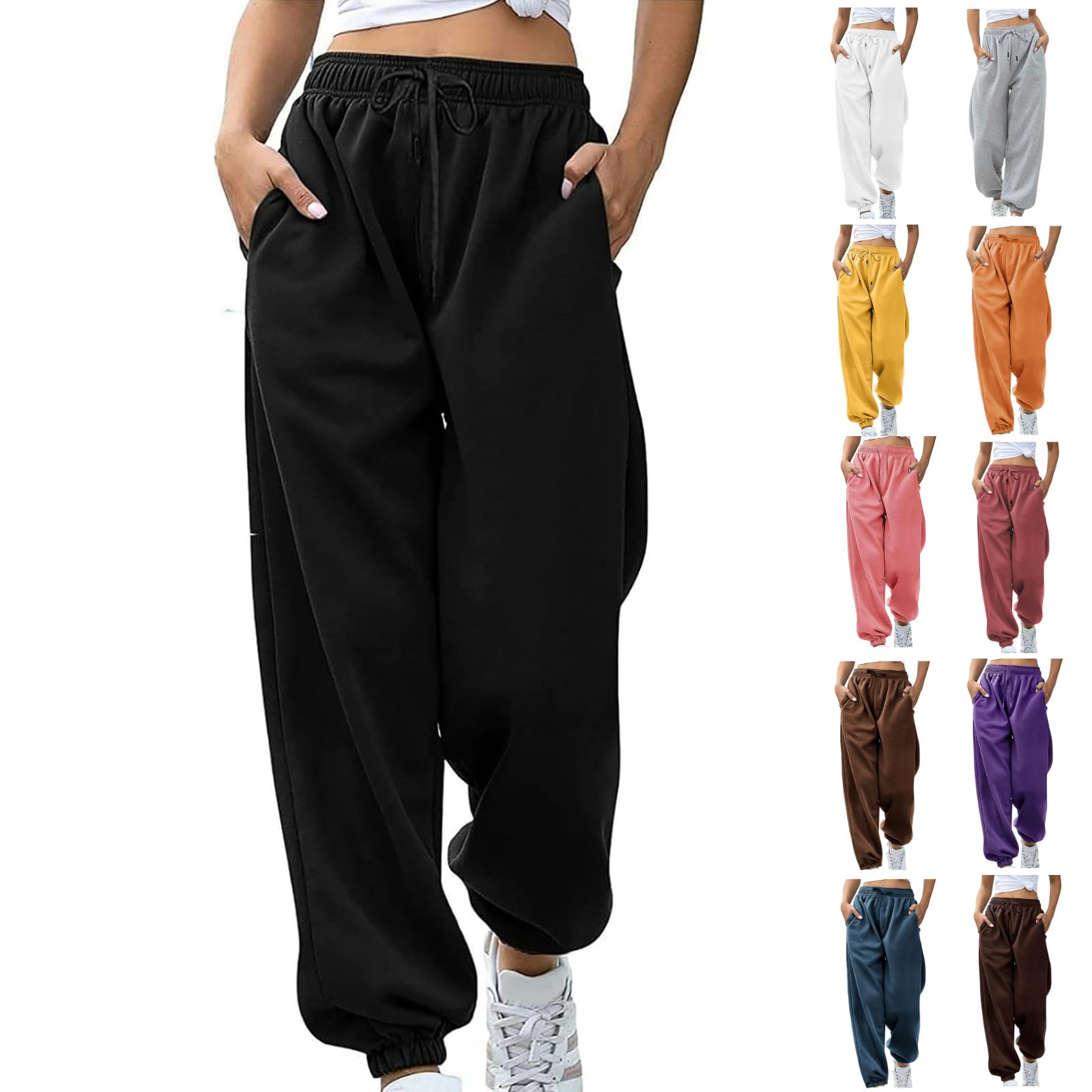 Amazon.com: Cheyubny Womens Sweatpants 2024 High Waisted Baggy ...