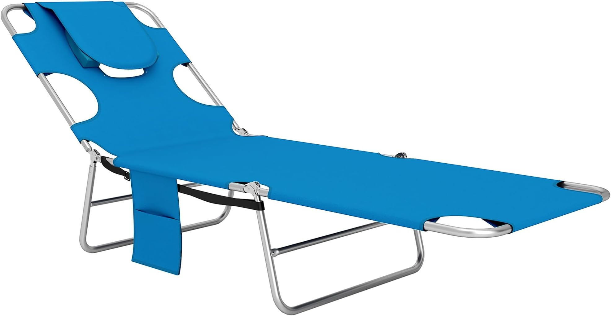 Amazon.com : Outsunny Folding Beach Lounge Chair with Face Hole and Arm ...