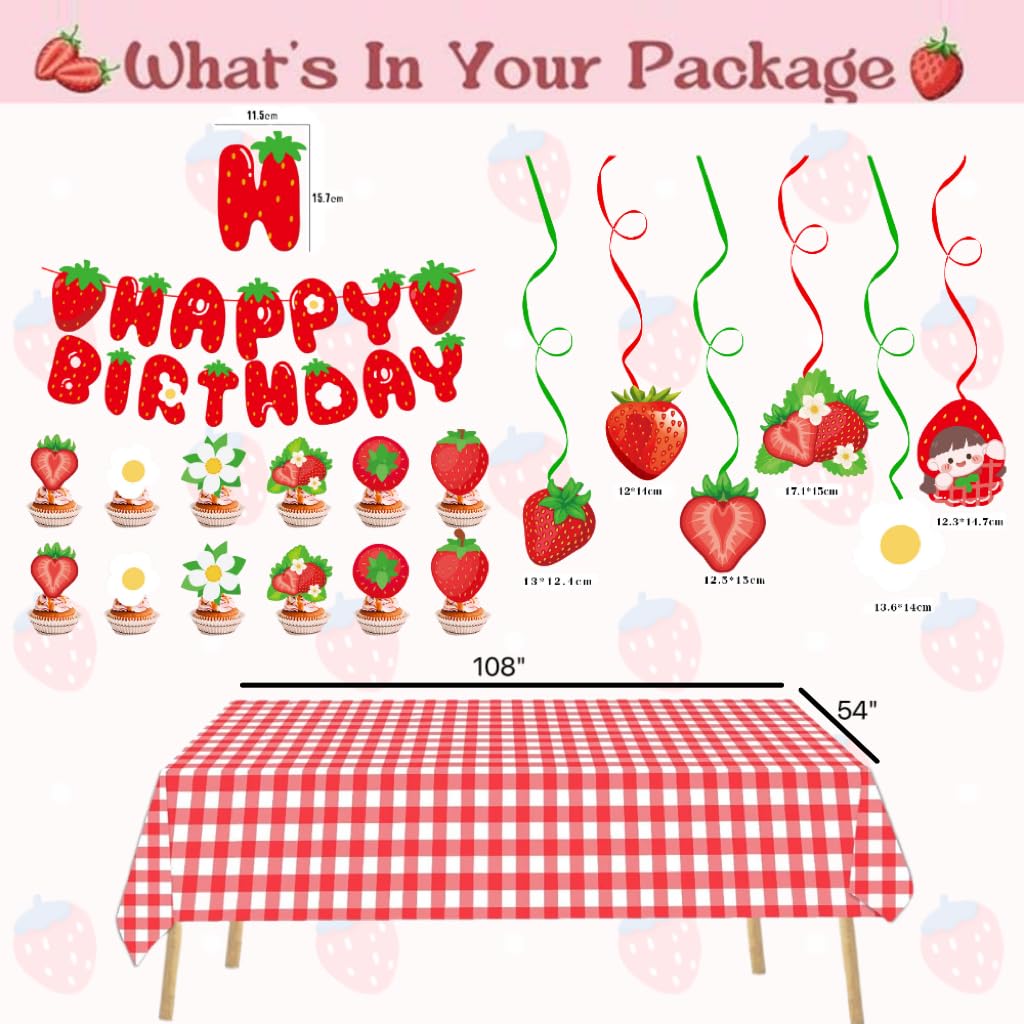 Snapklik.com : Strawberry Birthday Decorations Set For Girls ...