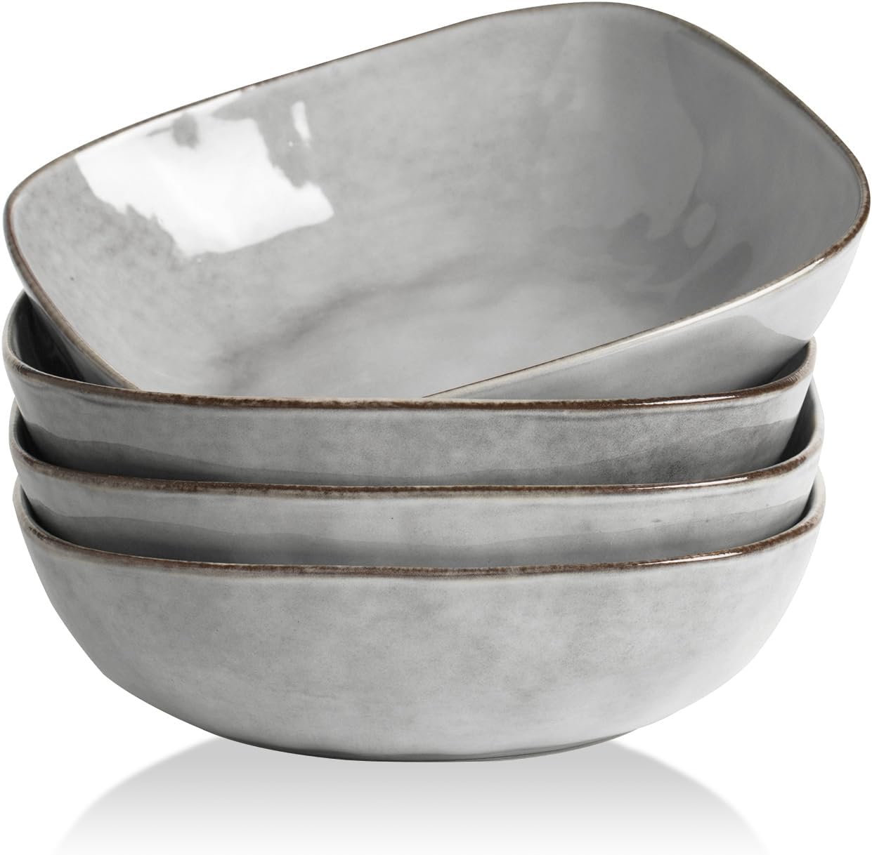 Amazon.com | NUTRIUPS 23 Oz Square Pasta Bowls Set of 4, 7.4x1.6 ...