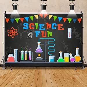 Amazon.com : Leowefowa 20x10ft Vinyl Science Fun Photo Backdrop Beaker ...