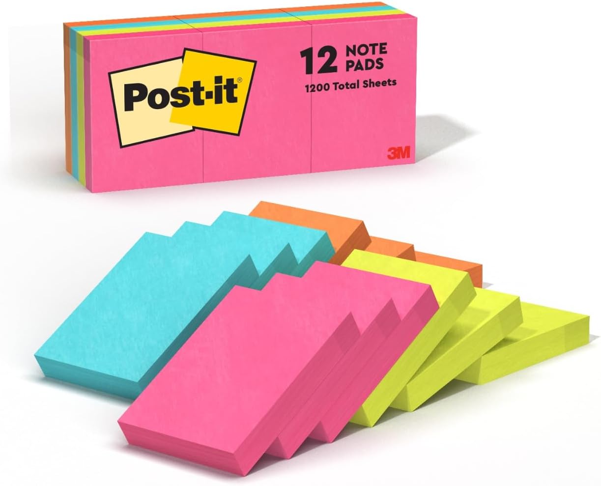 Amazon.com : Post-it Mini Notes, 1 3/8 in. x 1 7/8 in., 12 Sticky Notes ...