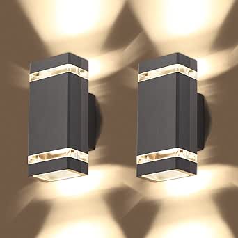 CELAVY Outdoor Wall Lights Mains Powered, Up Down Outside Wall Lights IP65 Waterproof, Porch ...