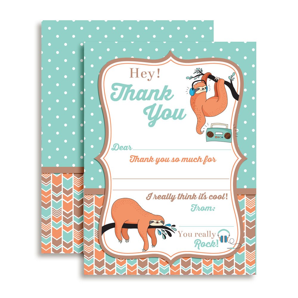 Sloth Birthday Thank You Notes For Kids Ten 4 X | Desertcart INDIA