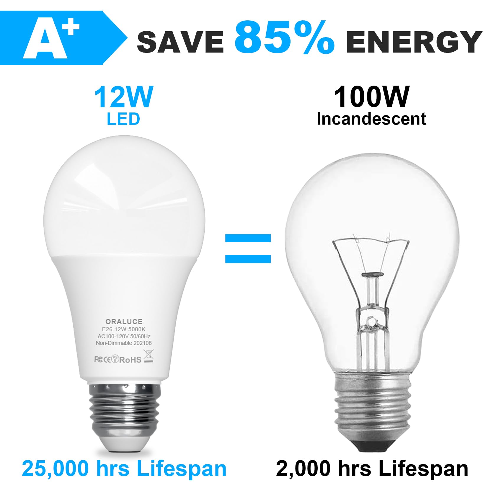 Snapklik.com : LED Light Bulb, A19 12W Lightbulbs, 100 Watt Equivalent ...