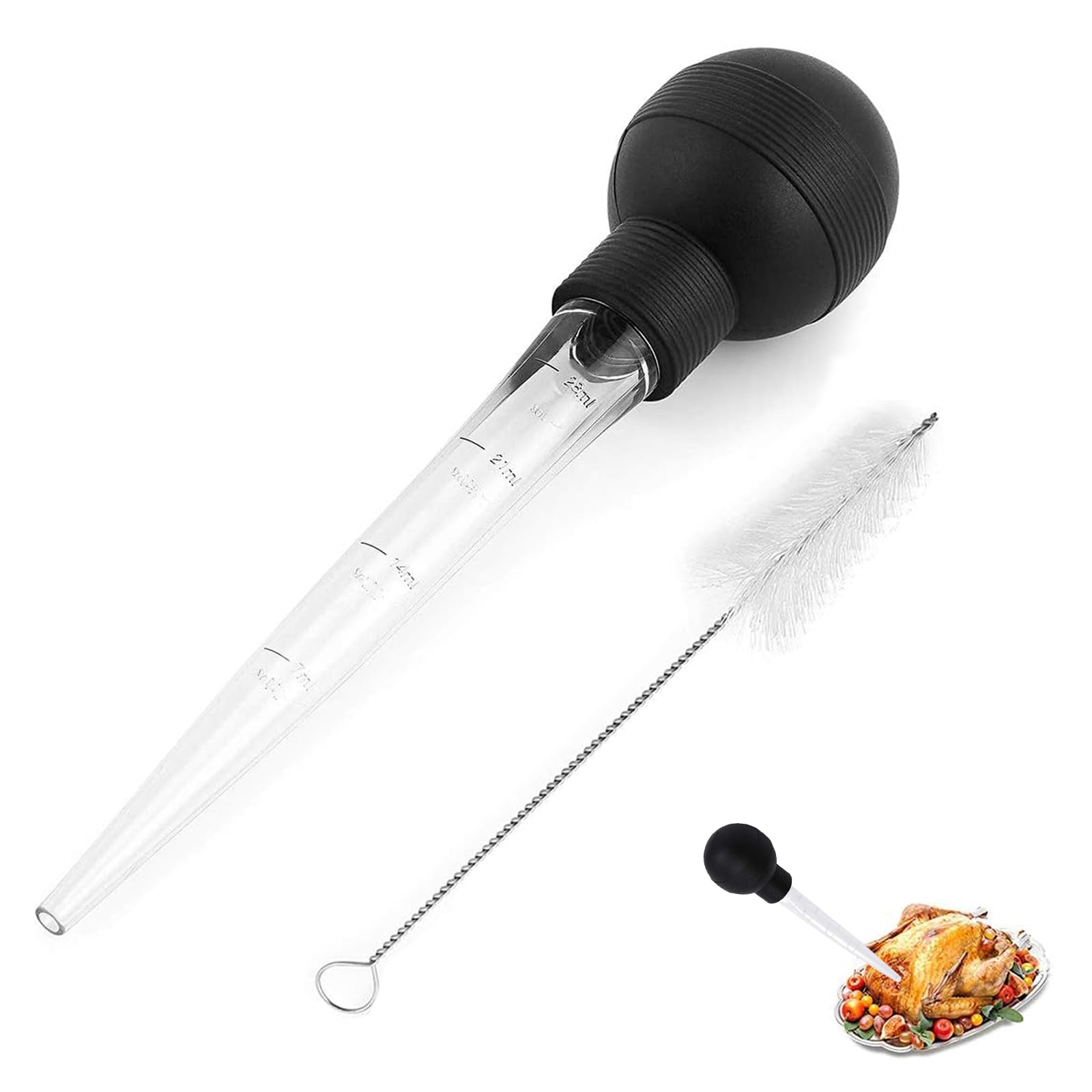 2 Pcs Turkey Baster, Baster for Cooking, Turkey Oil Dropper with Brush ...