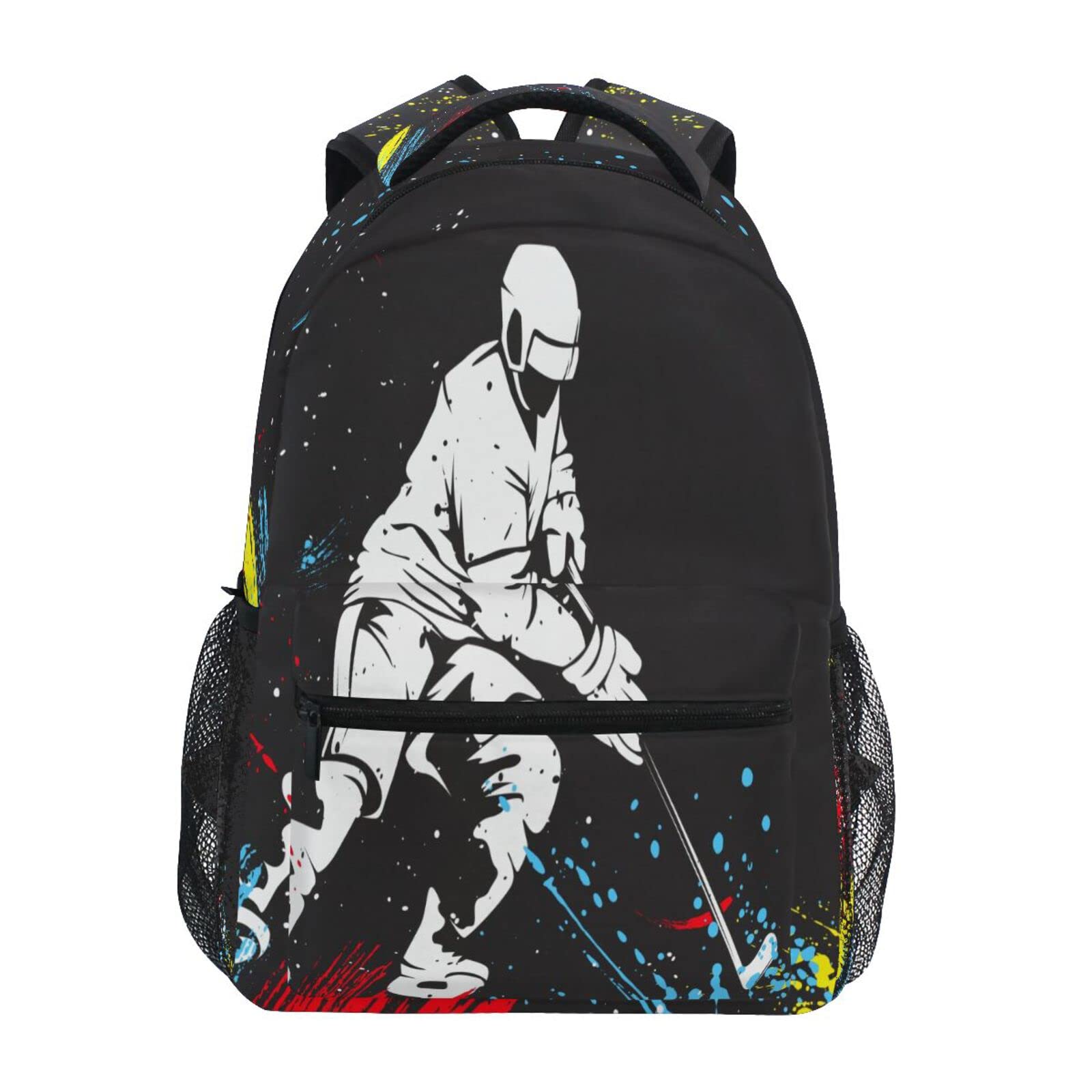 Amazon.com | ALAZA Ice Hockey Player Black School Backpack Laptop ...