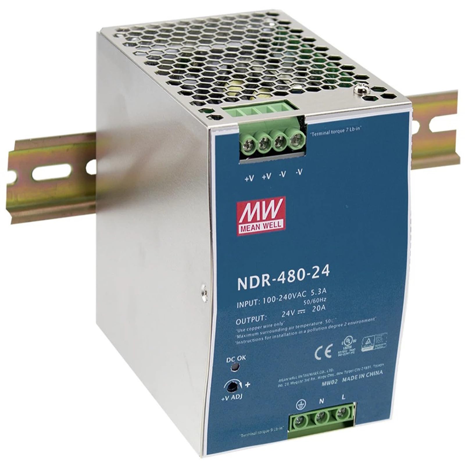 Amazon.com: Mean Well MW 480W Single Output Industrial Din Rail Power ...