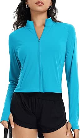 Amazon.com: baleaf Women's UPF 50+ Sun Shirts Protection SPF Crop Jacket UV Protection Long ...