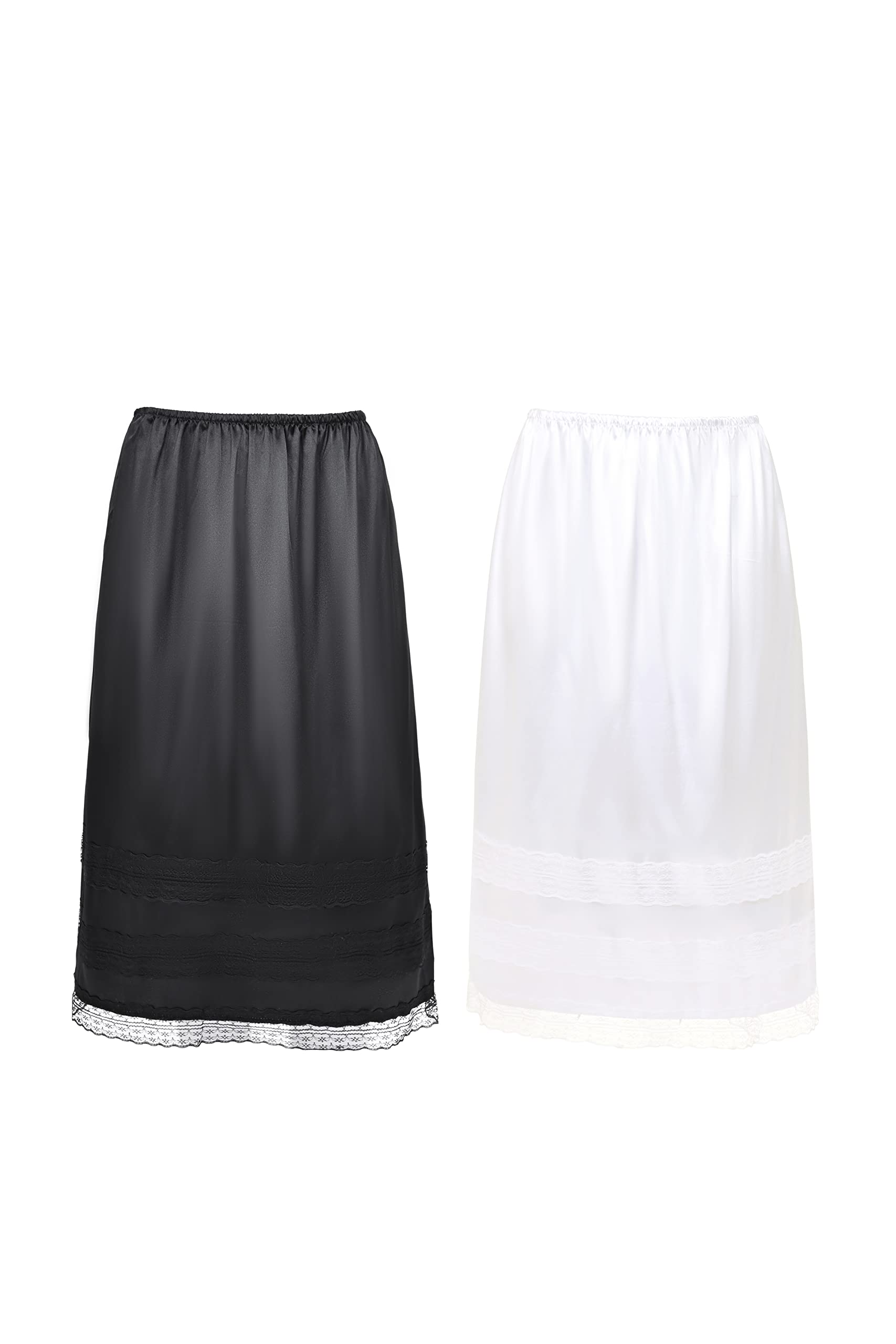 Snapklik.com : 2 Pcs Half Slip Long Underskirt Undergarments Slip Lace ...