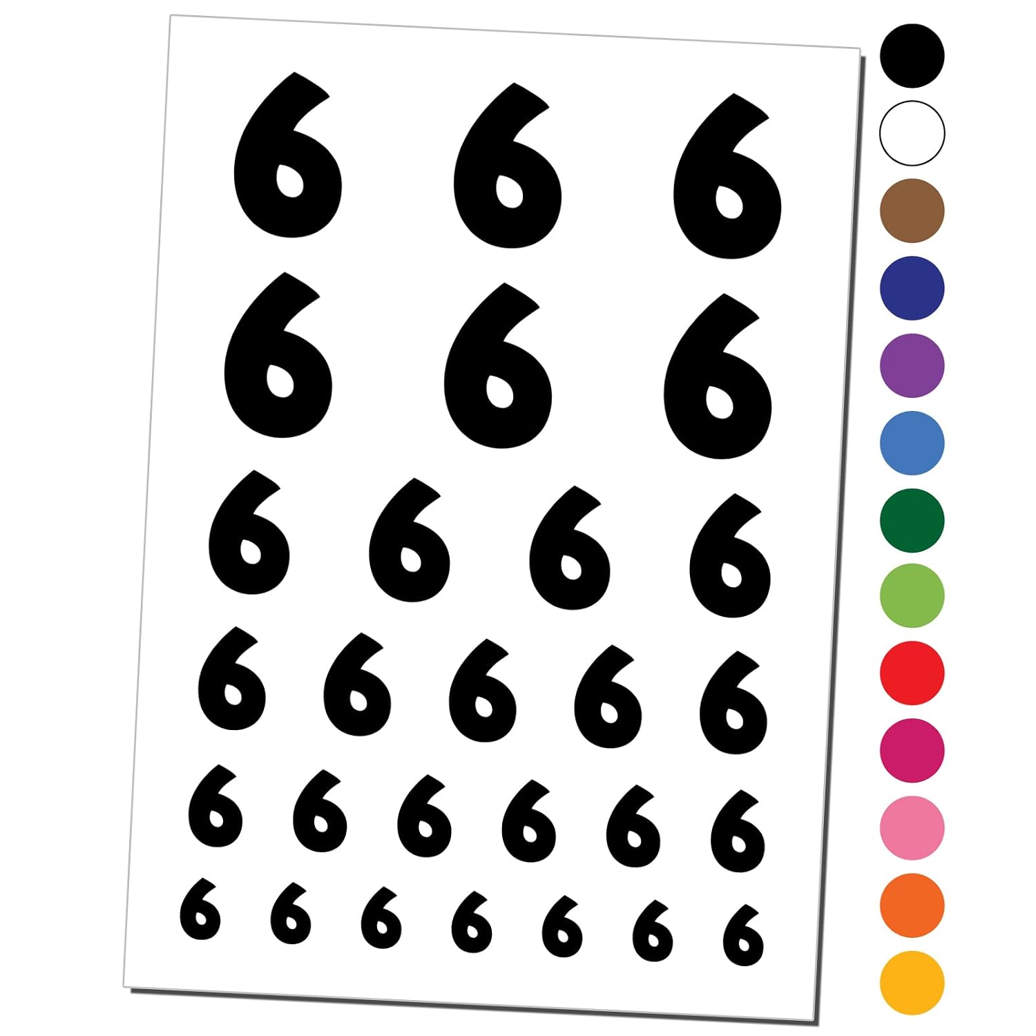 Amazon.com : Number 6 Six Fun Bold Font Temporary Tattoo Water ...