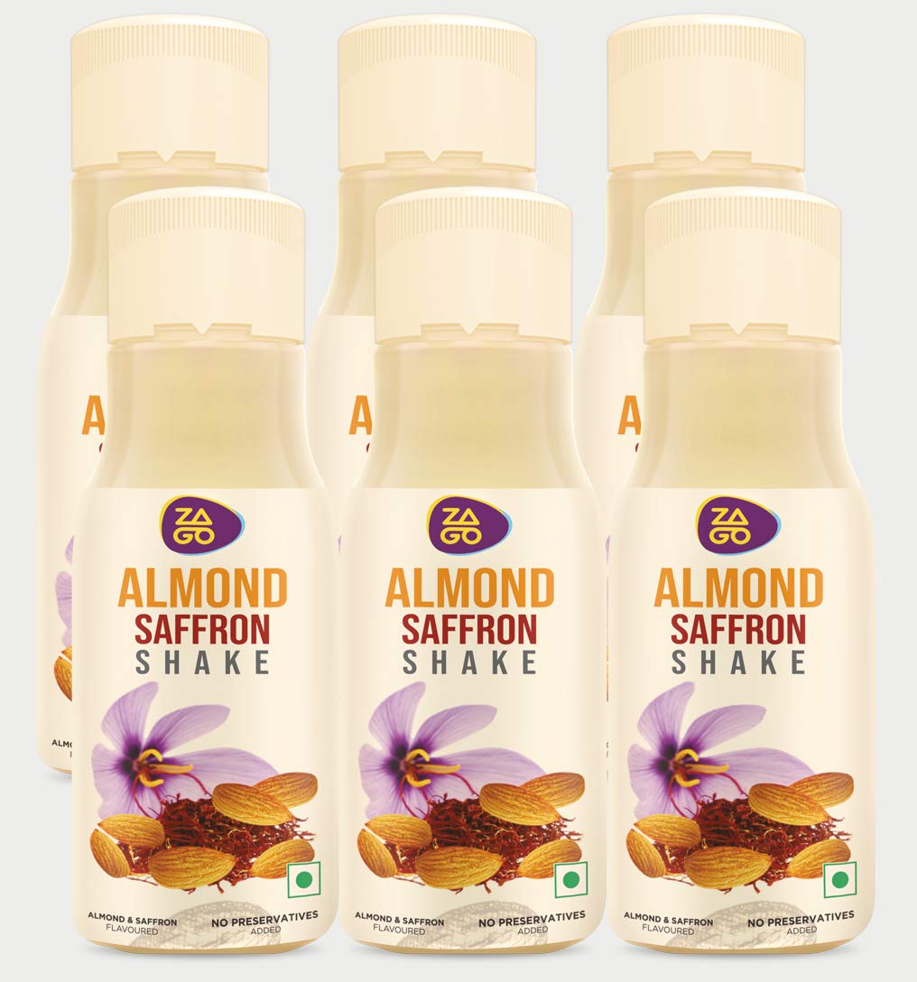 Zago Almond Saffron Shake | 250ML Pack of 6 Bottles( BUY TWO GET ONE ...