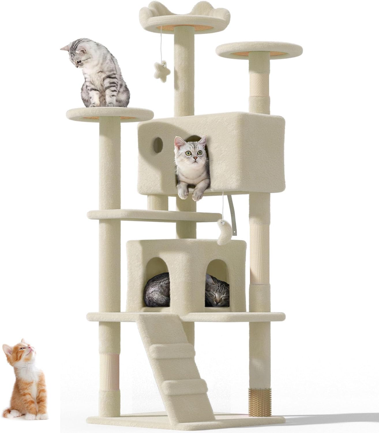 Amazon.com : OS MOTOR 60'' Cat Tree Tower for Indoor Cats Large Adult ...