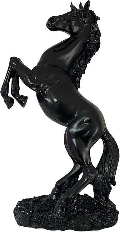 Amazon.com: Black Horse Home Decor Resin Statue Figurine, 11”H Standing ...