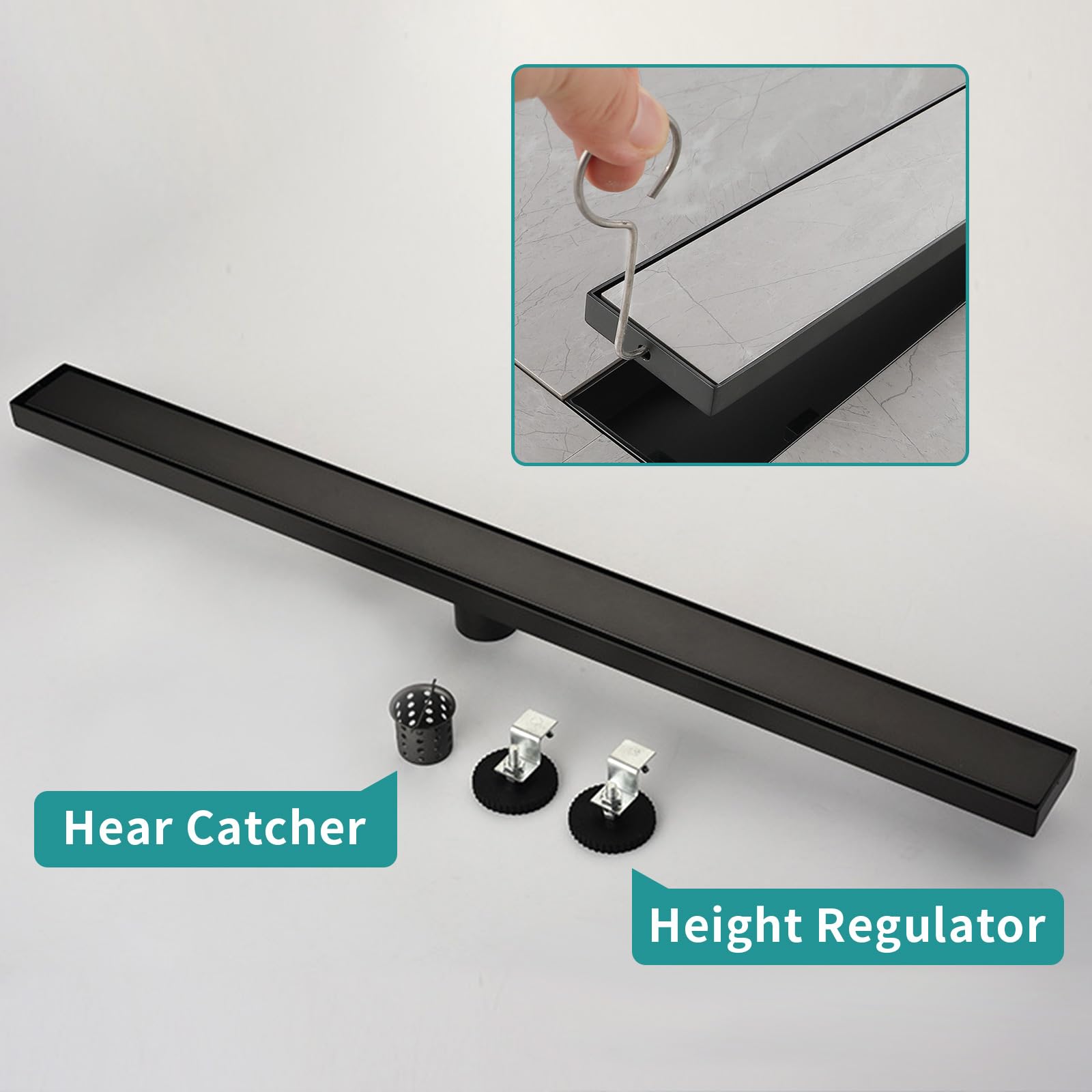 Snapklik.com : MILEGI Linear Shower Drain 24 Inch, Removable ...
