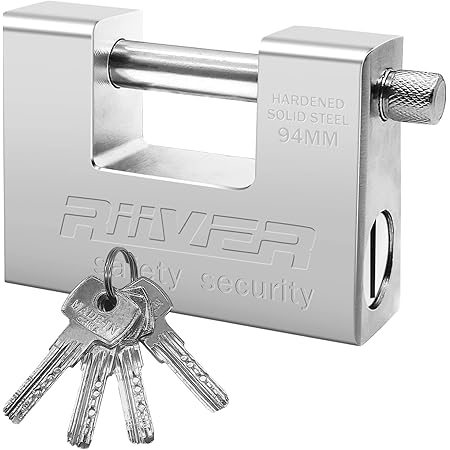 WAIZHIUA Heavy Duty Padlock 1kg Hardened Solid Steel Hardware Monoblock ...