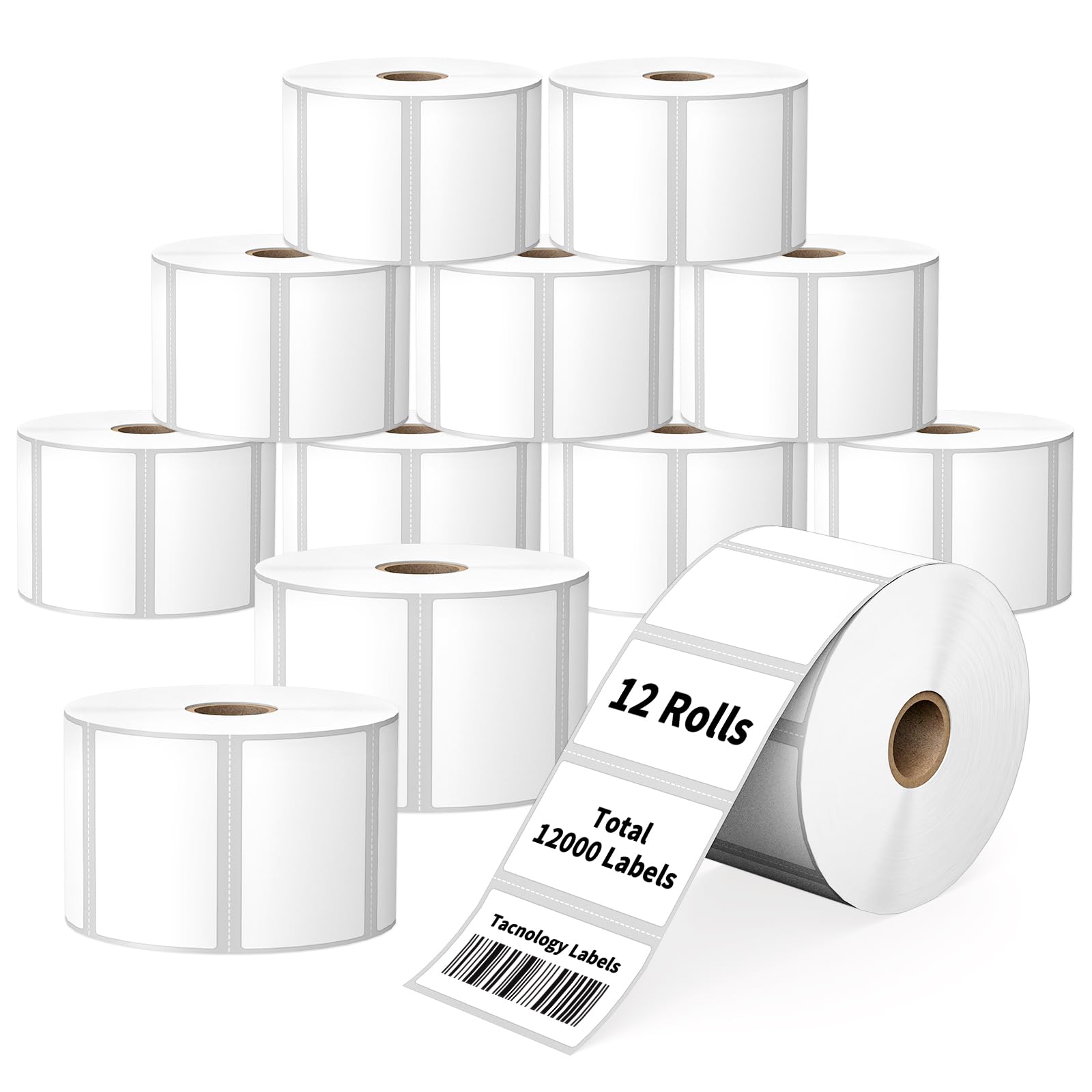 Amazon.com : 12 Rolls 2.25" x 1.25" Direct Thermal Labels, 12000 Labels ...