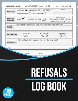 Refusals Log Book: UK Safety Compliant Register for Age Restricted ...