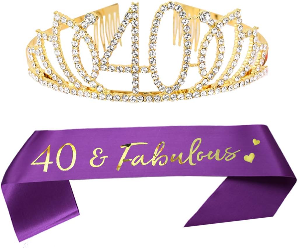 Amazon.com: 40th Birthday Tiara and Sash Happy 40th Birthday Party ...
