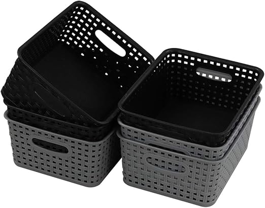 Amazon.com: Qqbine Kitchen Plastic Woven Basket, Plastic Organizer ...