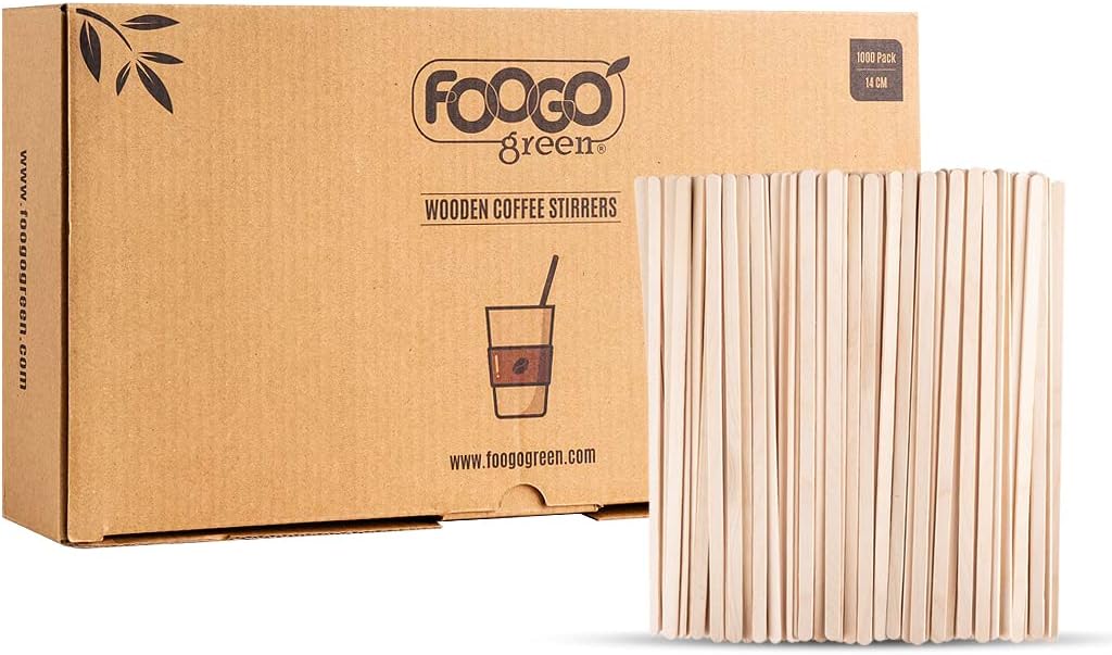 FOOGO Green Wooden Coffee Stirrers, Extra Long Stirrers, Cocktail ...