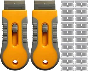 Retractable Razor Blade Scraper Tool - 2 Pack with 20 Blades, Heavy ...